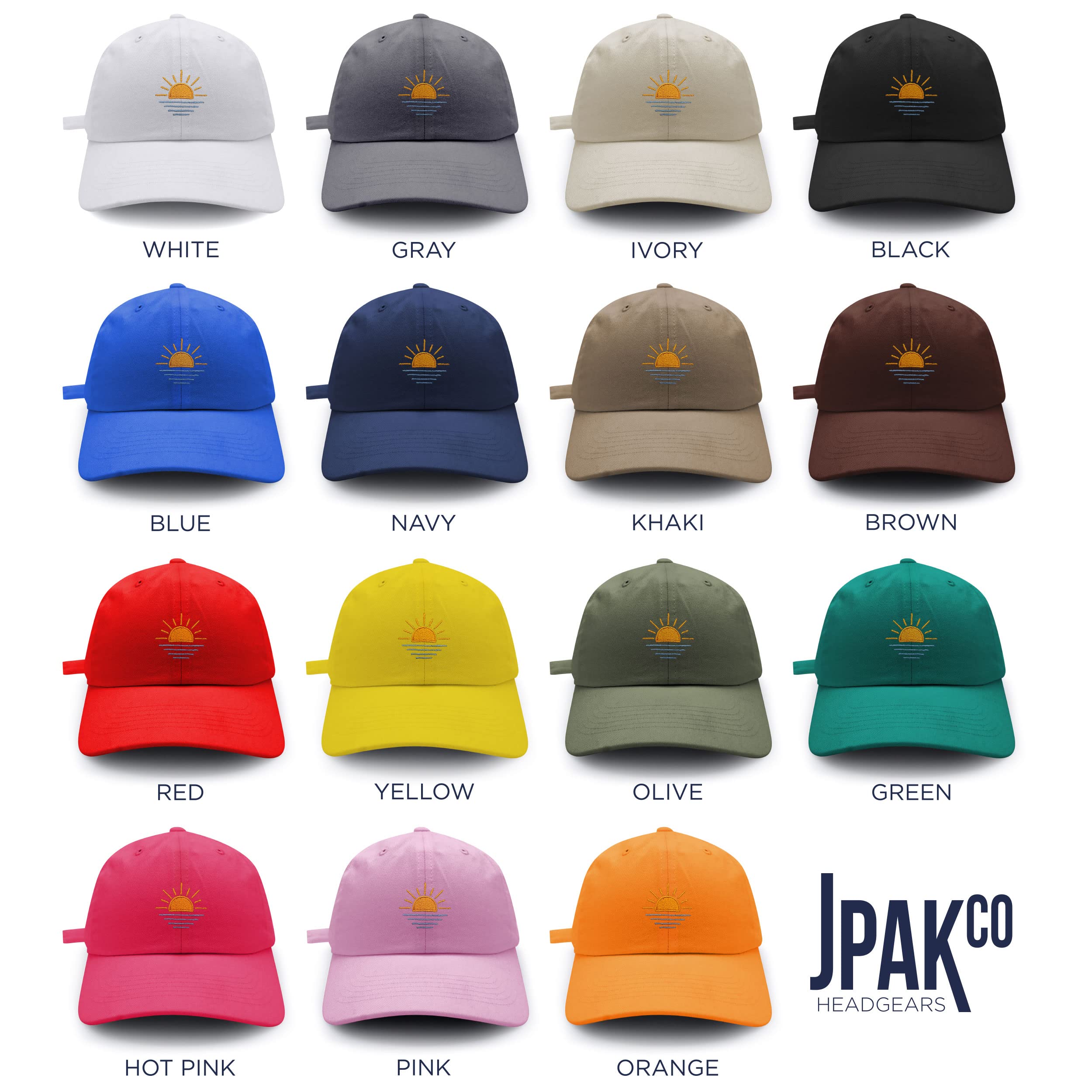 JPAK Sun Baseball Cap Embroidered Cotton Dad Hat - Sunset Sunrise Black