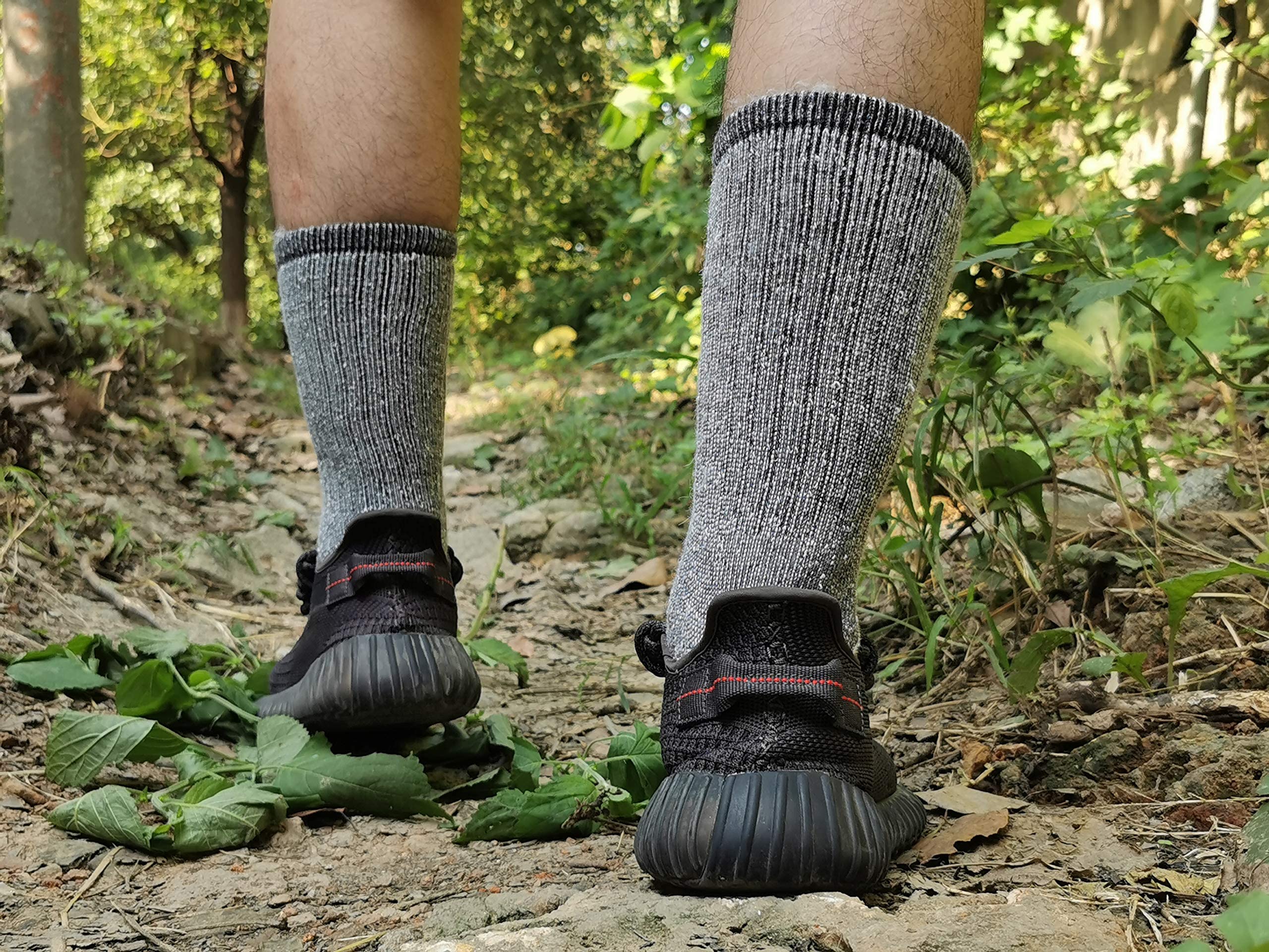 JANFINE Merino Wool Hiking Socks Thermal Warm Cushion Boot Socks for Men & Women((Dark Grey(2 pairs),US Size 9-13)
