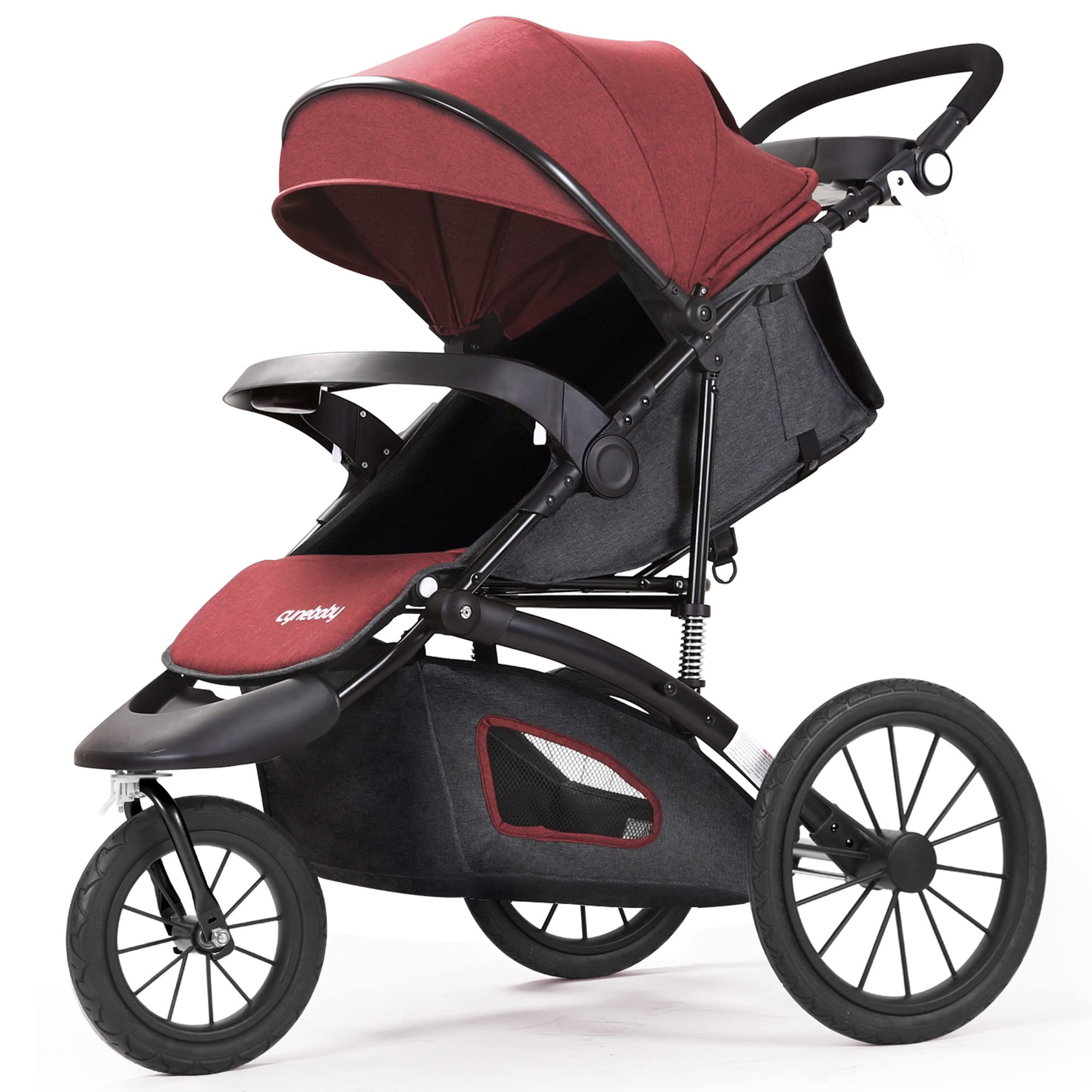 Jogging Stroller for Baby - Lightweight Jogger Strollers, 3 Wheels Compact Light Weight Stroller for Babies and Toddlers Infant Red