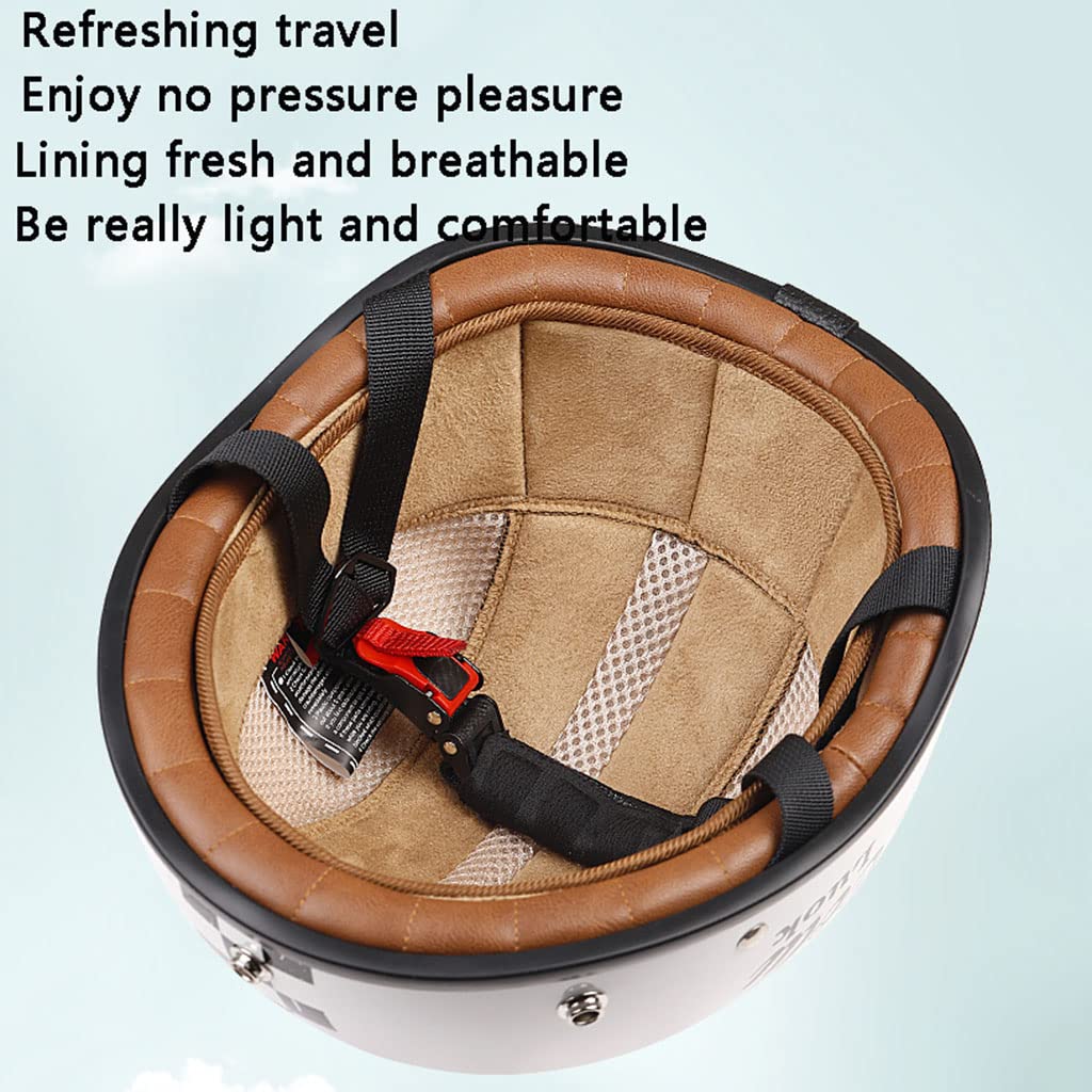 Motorcycle German Style Half Helmet, with Goggles Skull Cap Open Face Helmet, DOT Approved for Adults Unisex Cruiser ATV Scooter Chopper Electric Bicycle Helmet , Suitable for All Seasons-E-Large