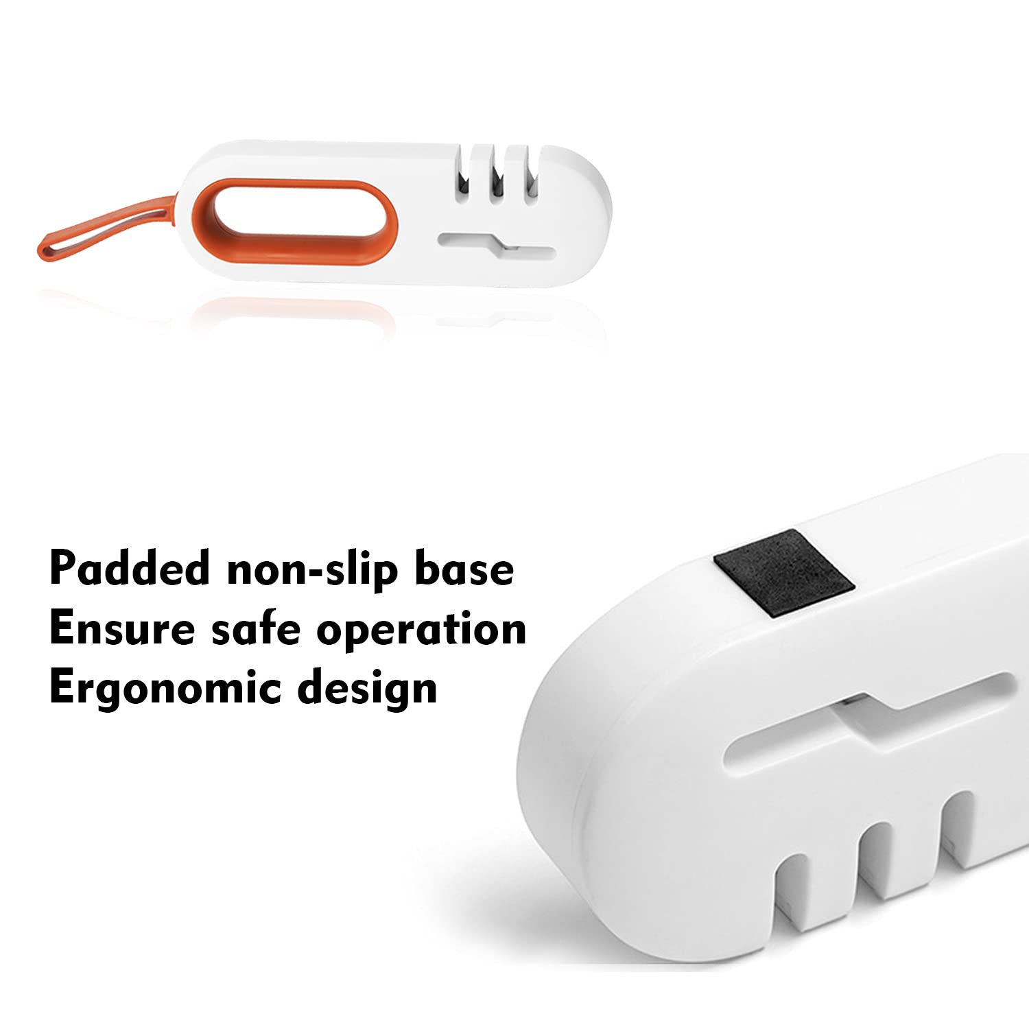 Kuafoo Premium Kitchen Knife Sharpener, Heavy Duty 4-Stage Design,Professional Kitchen Knife Accessories, Easily Restores,Repair,Polish and Sharpen Dull to Sharp (White)