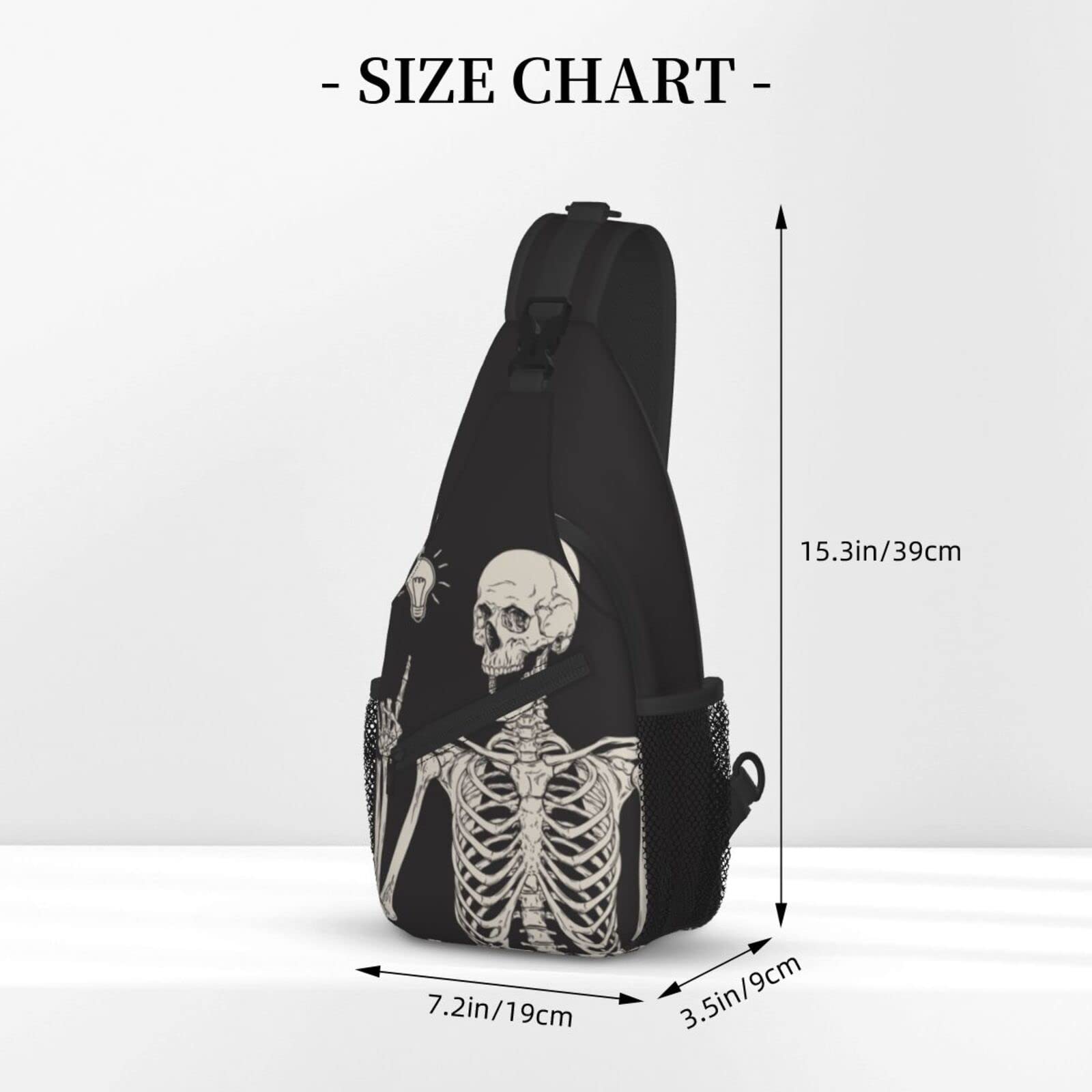 Yamegoun Funny Skull Sling Bag Backpack Women Men Crossbody Shoulder Chest Bag Unisex for Travel Casual Hiking with Adjustable Strap