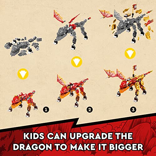LEGO NINJAGO Kai’s Fire Dragon EVO Toy 71762 for Kids with Cobra & Boa Snake Warrior Figures and Kai Minifigure, Collectible Mission Banner Series