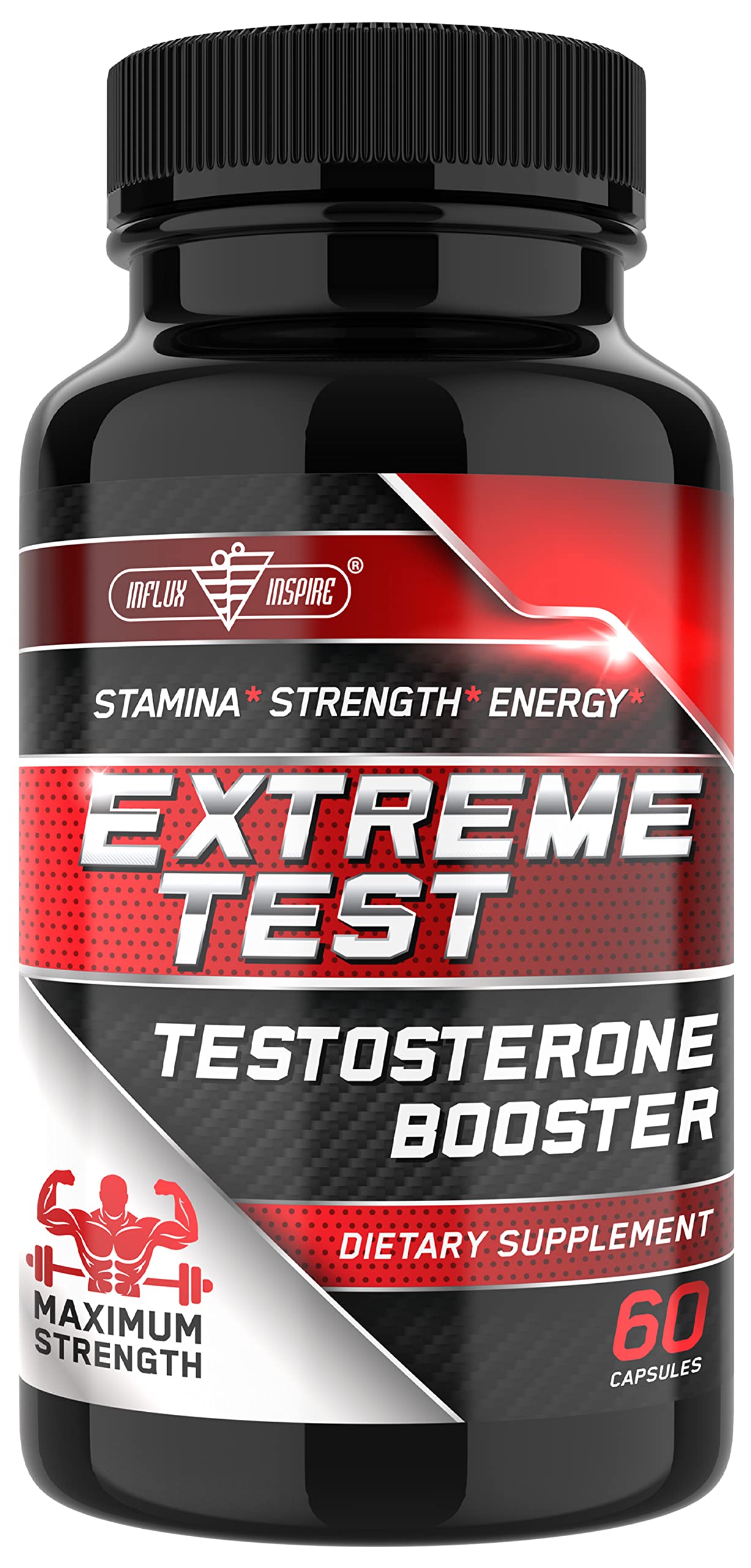 Influx Inspire Testosterone Booster for Men - Test Booster for Stamina, Endurance & Strength - 60 Capsules
