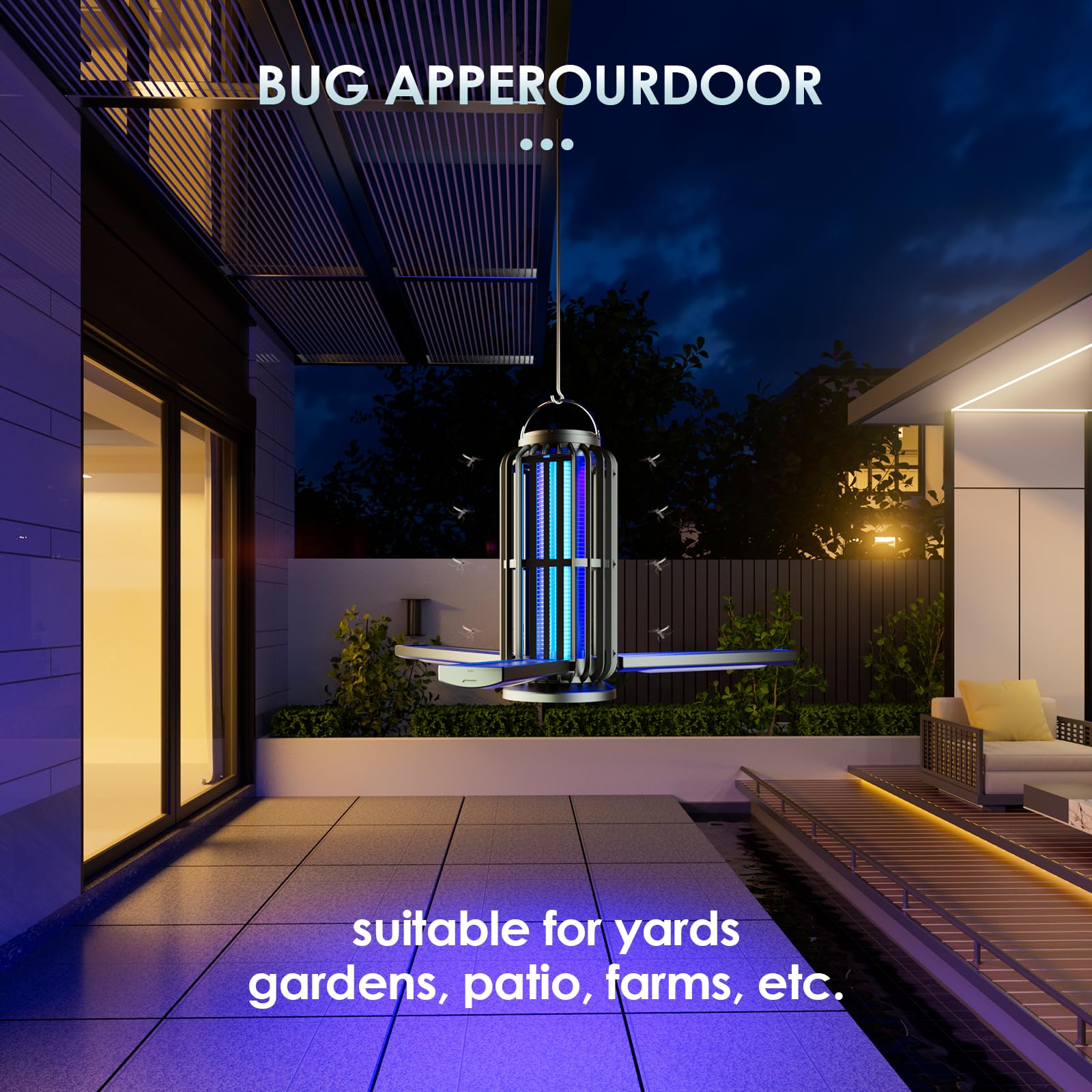 TIENBE Solar Bug Zapper, Mosquito Zapper, 3600mAh Rechargeable Bug Zapper, Cordless & Waterproof Electric Insect Zapper, Outdoor Fly Zapper with 3 Modes Light, for Home, Patio, Backyard, Garden