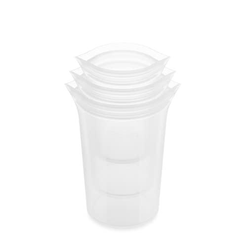 Zip Top Reusable Food Storage Bags | 3 Cup Set [Frost] | Silicone Meal Prep Container | Microwave, Dishwasher and Freezer Safe | Made in the USA