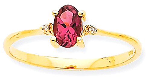 IceCarats 10K Yellow Gold Diamond Pink Tourmaline Ring Gemstone Band April October Birthstone Jewelry Size 6