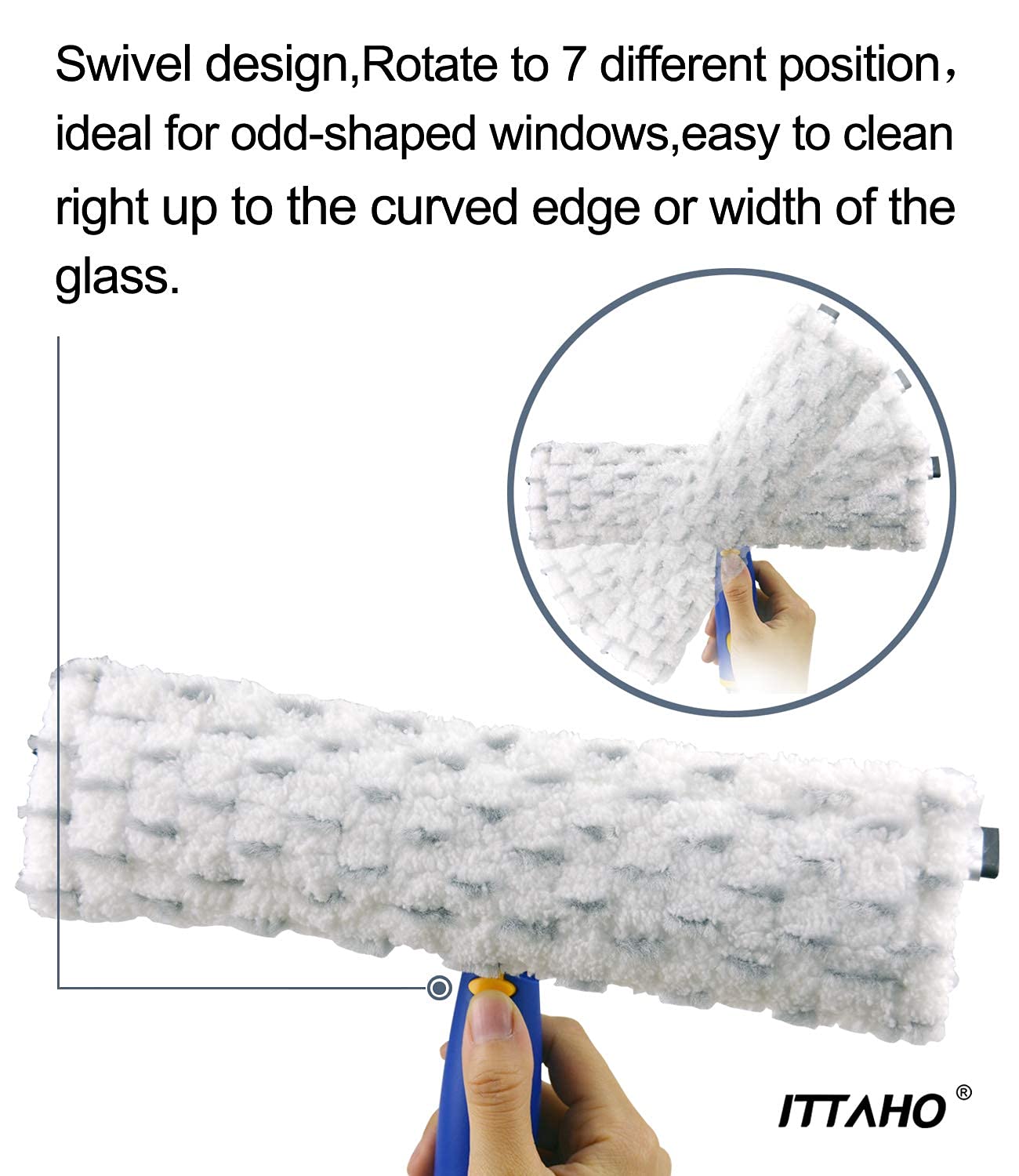 ITTAHO 53" Squeegee Window Cleaner, 2 in 1 Squeegee for Window Cleaning Tool Kit with Extension Pole, Window Cleaning Squeegee Kit for Shower Glass,Indoor,Outdoor High Window Cleaning-Two Pads
