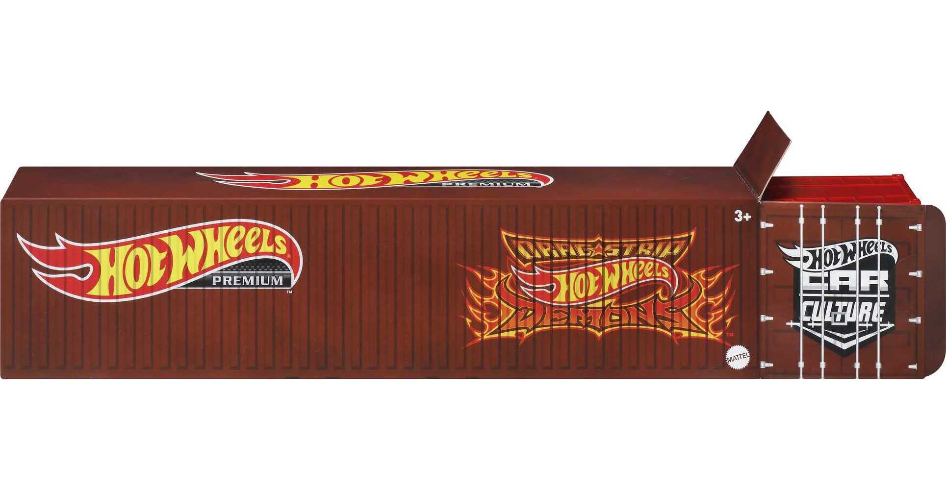 Hot Wheels Premium Toy Cars & Trucks, Lion’s Roar Container Set with 5 Die-Cast 1:64 Scale Drag Racing Vehicles in Collectable Display Container