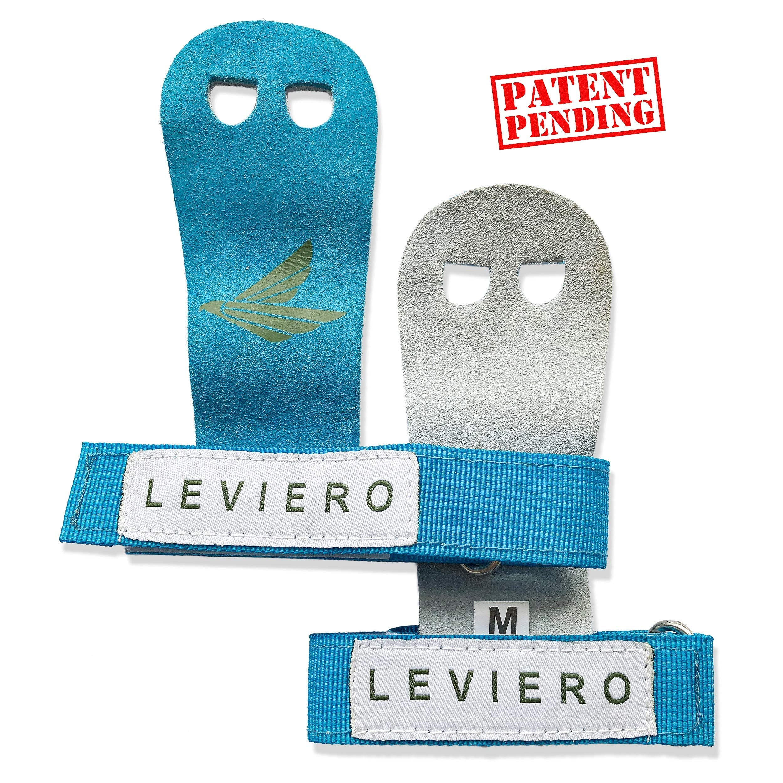 LEVIERO Palmies Gymnastics Grips, Grips for Gymnastics, Multipurpose Soft Leather Grips with Adjustable Finger Holes, Weightlifting, Kettlebell, Cross Training Workouts for All Ages - (Aqua, X-Large)