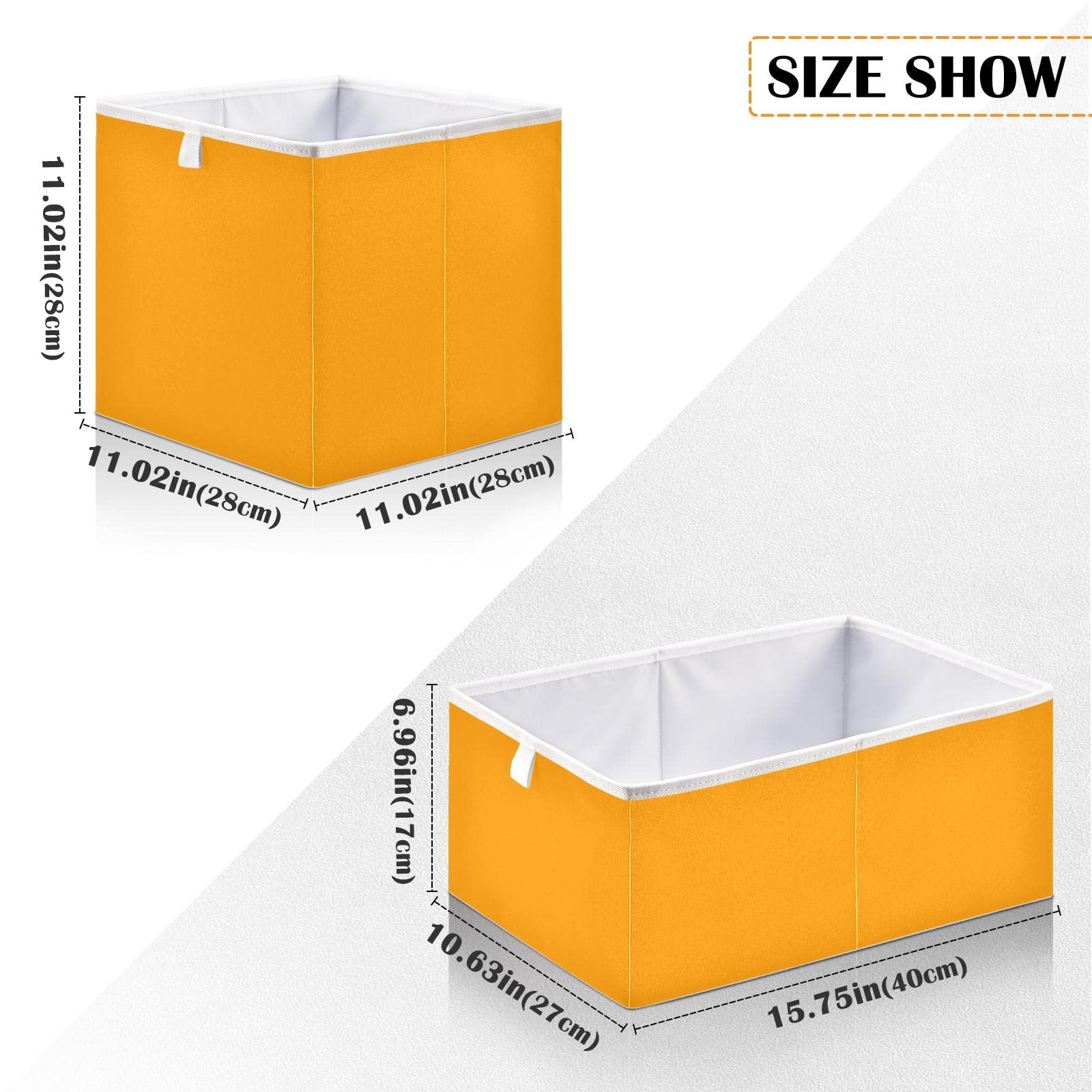 Joisal Marigold Printed Storage Baskets, Collapsible Storage Cubes with Handles for Home Organization, Storage Bins for Clothes