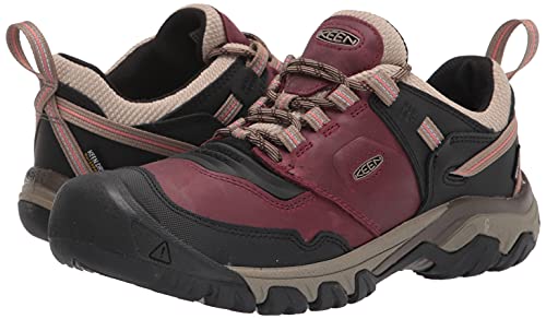 KEEN Women's Ridge Flex Low Height Waterproof Hiking Boots, Rhubarb/Brindle, 9.5