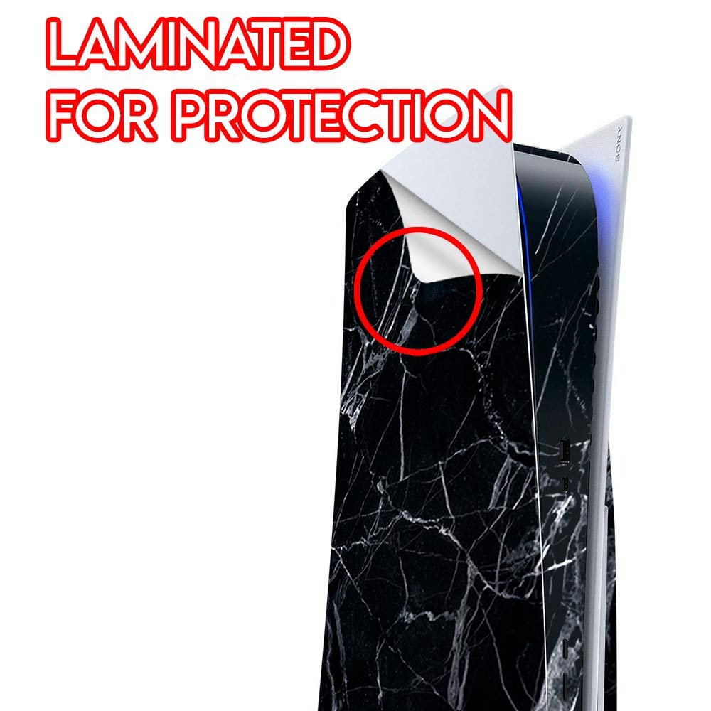 ITS A Skin Skins Compatible with Sony Playstation 5 Console Disc Edition - Protective Decal Overlay Stickers wrap Cover - Black Marble Granite White