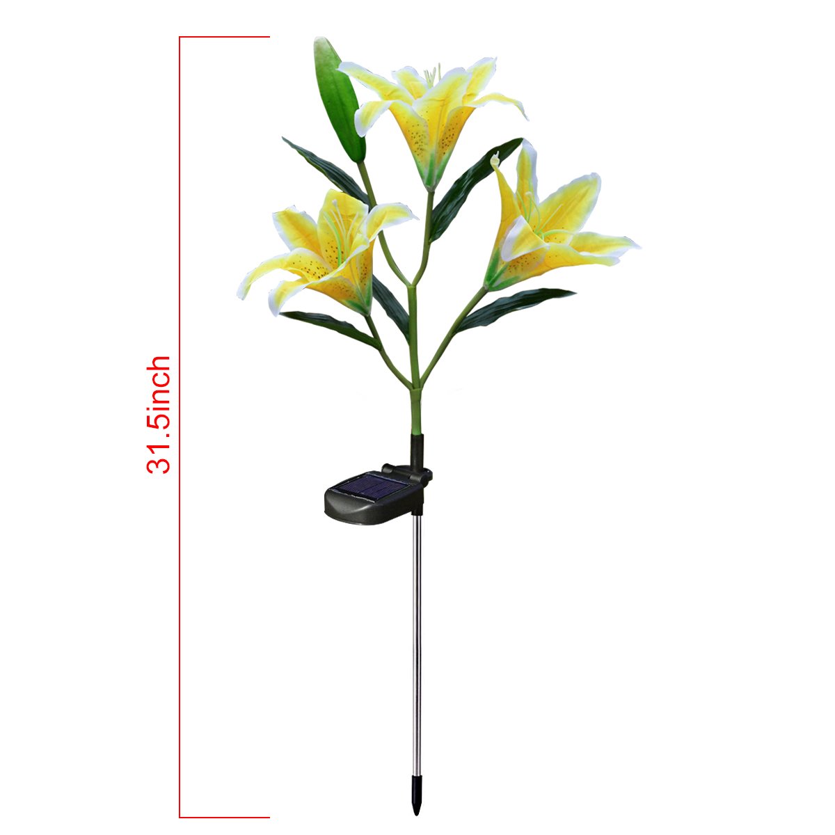 Homeleo Solar Garden Lily Stake Lights, Patio In-ground Lights for Pathway Back Yard Frontyard Gardening Decoration, Yellow Flower