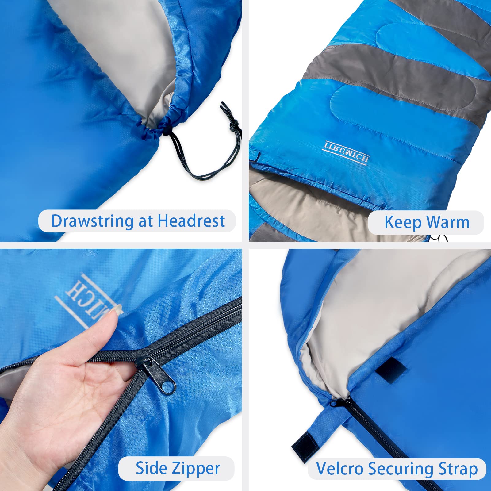 ITRUMICH Camping Sleeping Bag 4 Season Ultralight and Compact Waterproof Backpacking Sleeping Bag for Adults Hiking and Camping (Navy Blue, Standard)