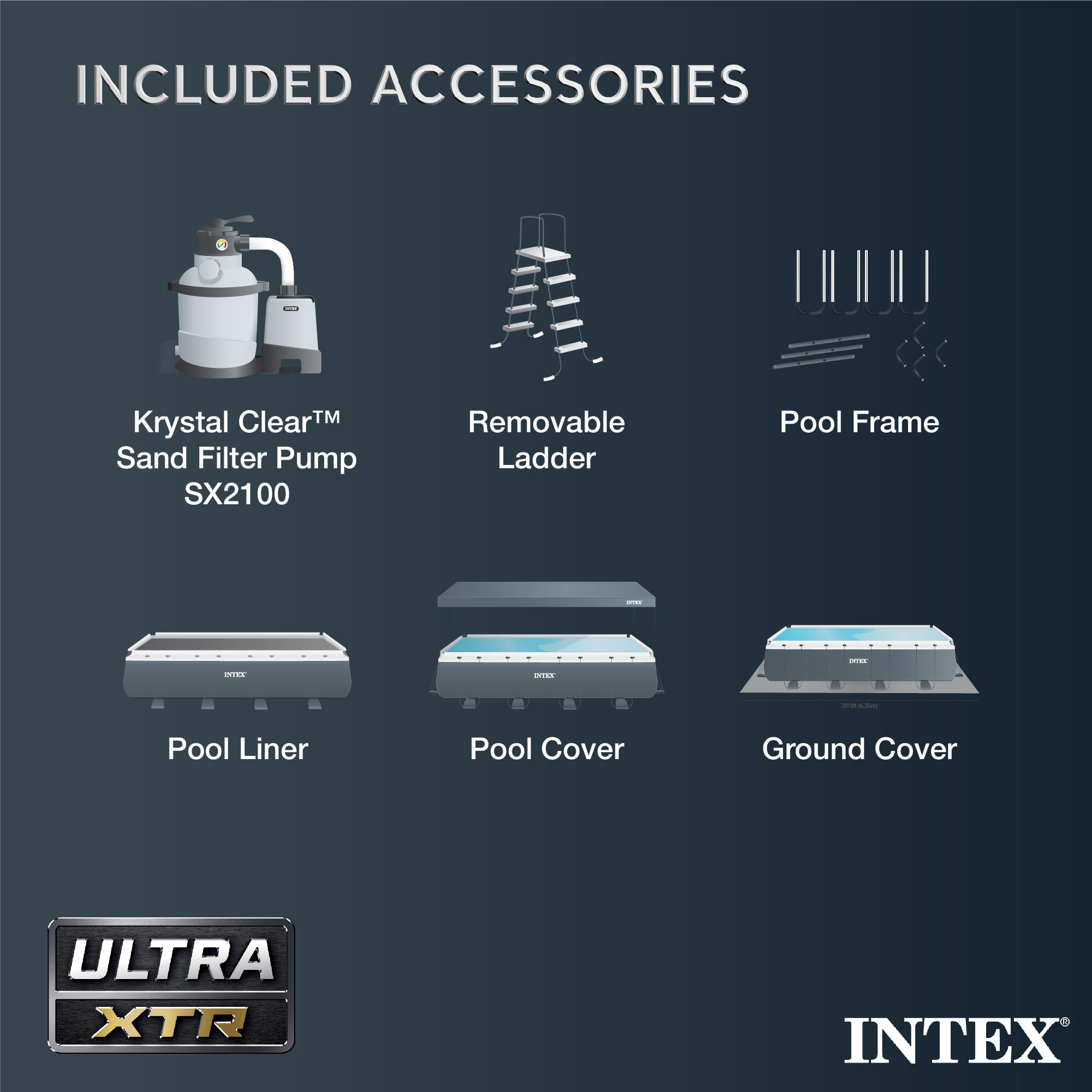 Intex 26363EH Ultra XTR Deluxe Rectangular Above Ground Swimming Pool Set: 24ft x 12ft x 52in β Includes 2100 GPH Sand Filter Pump β SuperTough Puncture Resistant β Rust Resistant β Easy to Assemble