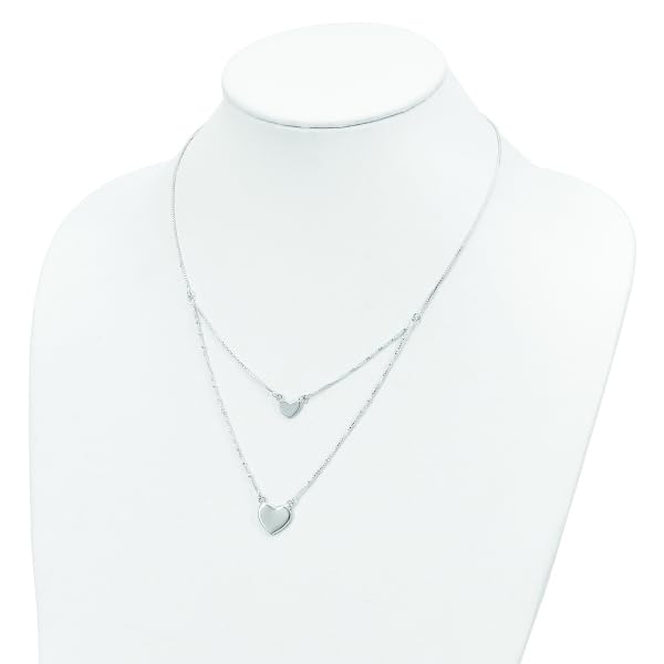 IceCarats 925 Sterling Silver 2 Strand Heart Love Dangling Chain Necklace