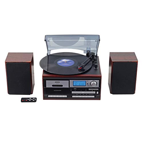 JENSEN JTA-575 JTA-575 3-Speed 10-Watt Belt-Drive Turntable System with CD Player, Cassette Player/Recorder, AM/FM Stereo Radio, and Speakers