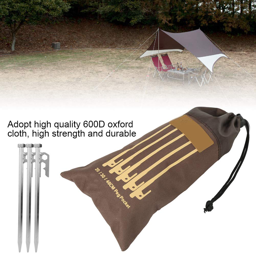 Keenso 2 Pcs Portable 600D Oxford Cloth Camping Nail Bag Camping Tent Stake Bag Tent Nail Hammer Stake Storage Bag