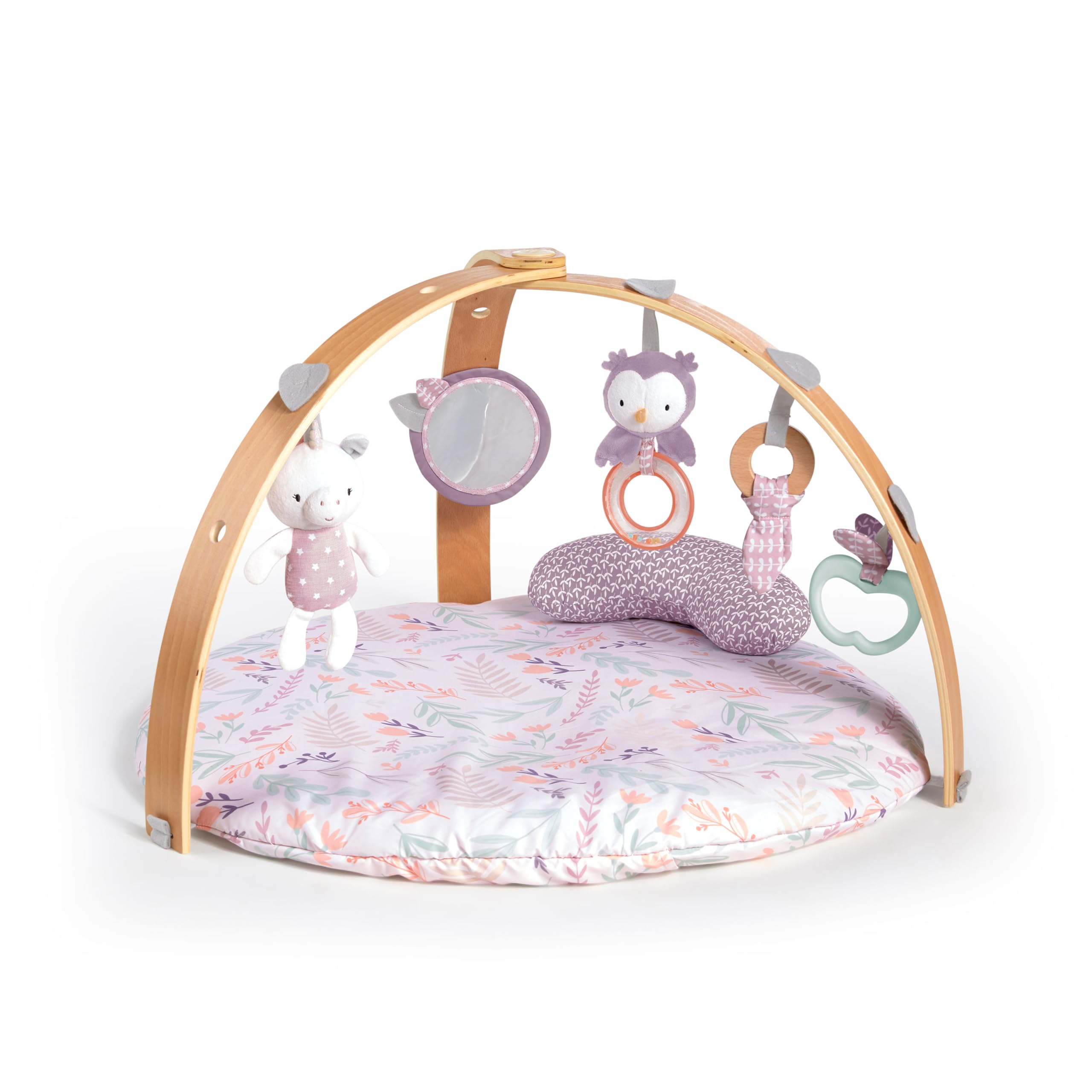 Ingenuity Cozy Spot Reversible Duvet Activity Gym & Play Mat with Wooden-Toy-bar - Calla (Pink), Newborn and up