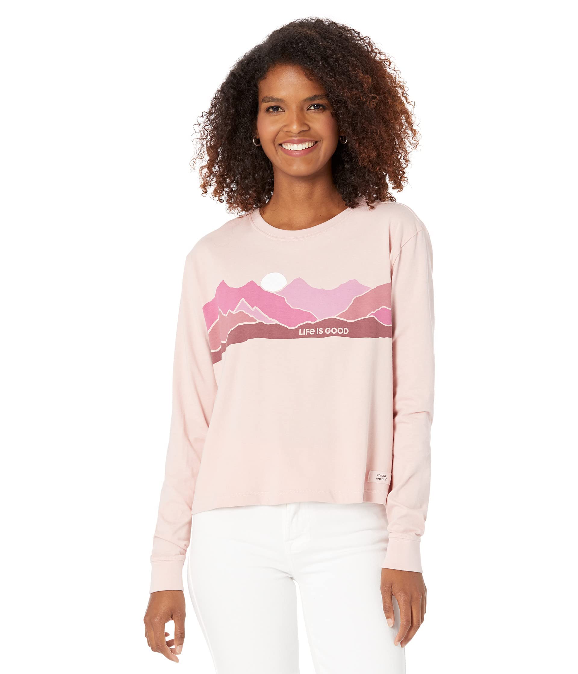 Life is Good Life Isn't Perfect Long Sleeve Boxy Tee Himalayan Pink SM (US 4-6)