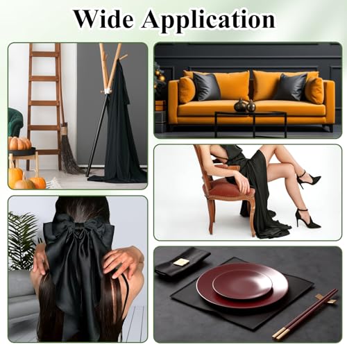 Satin Fabric by The Yard, 60 Inch Wide Black Satin Fabric Shiny & Silky Lining Fabric Satin Cloth Fabric for Wedding Dress, Clothing Making, DIY Crafts, Table Cover, Sewing(Black)