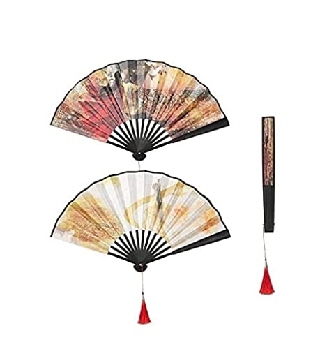 LICHSY Folding Fan Handheld Fans Hanfu Bamboo Folding Fan, Foldable Ancient, Hand Foldable Fan, 2 Printed Sides, Cosplay Costume Fan Chinese Fan Hand Folding Fans (Color : 26cm, Size : Folding Fan)