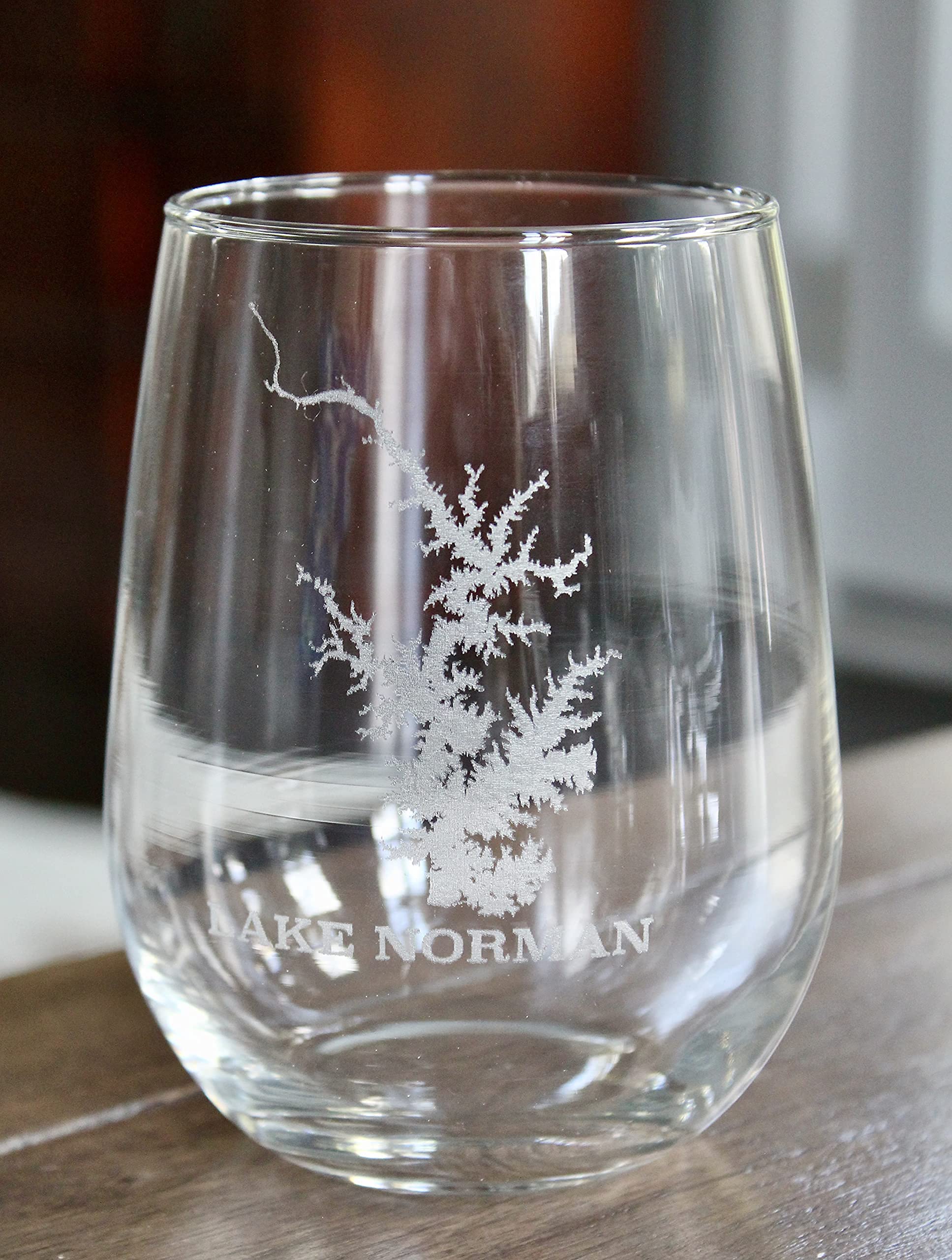HullSpeed Designs Lake Norman - Set of 2 Stemless Wine Glasses - Laser Engraved
