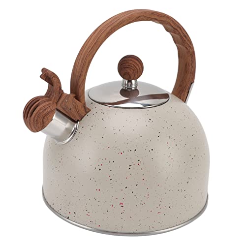 Stovetop Kettle, Whistling Kettle 2.5L Capacity Stainless Steel Stovetop Teapot for Water Boiling (Beige)