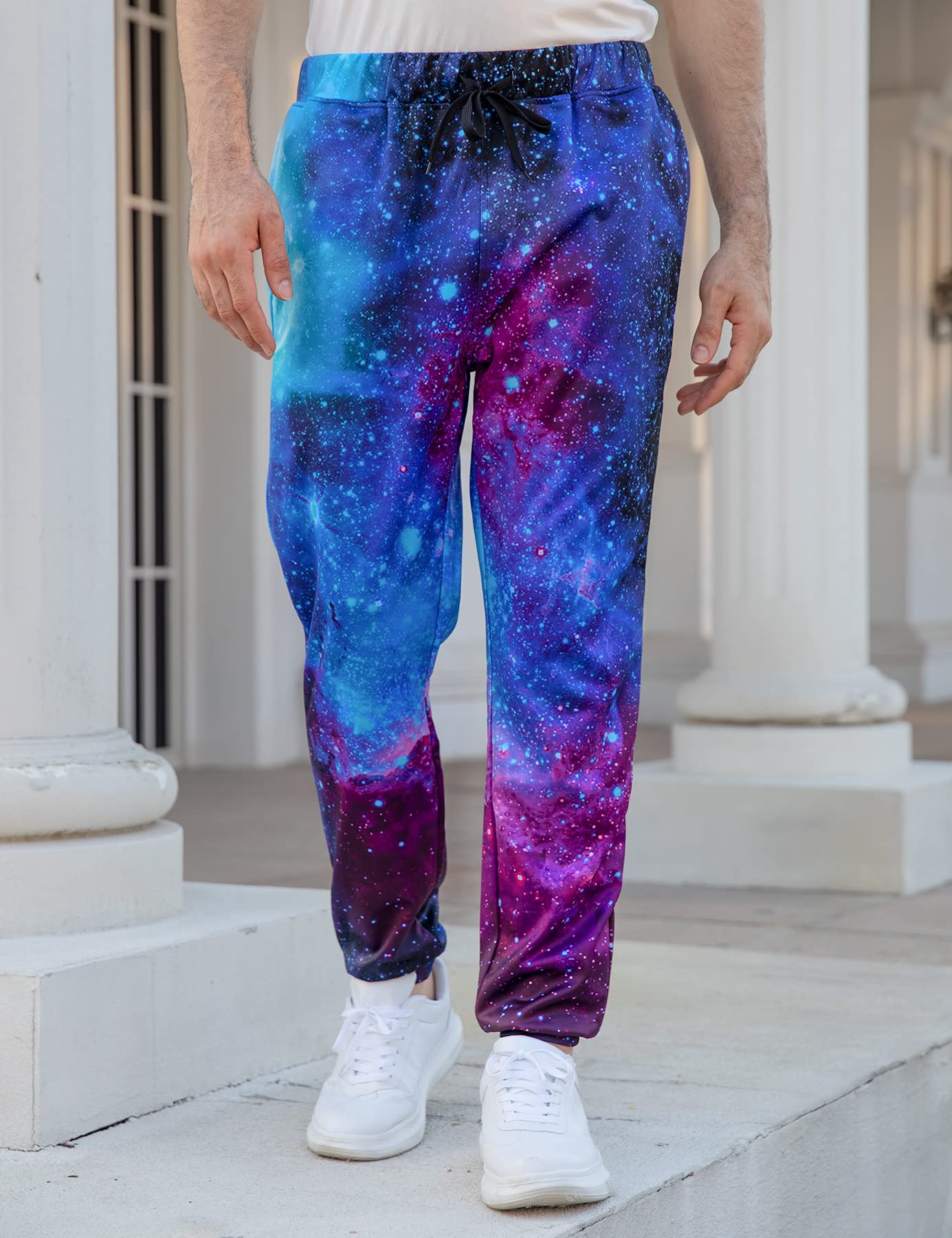 Idgreatim Women Men Galaxy Joggers Sweatpant Cool 3D Graphic Printed Hip Hop Sport Pants with Pockets S
