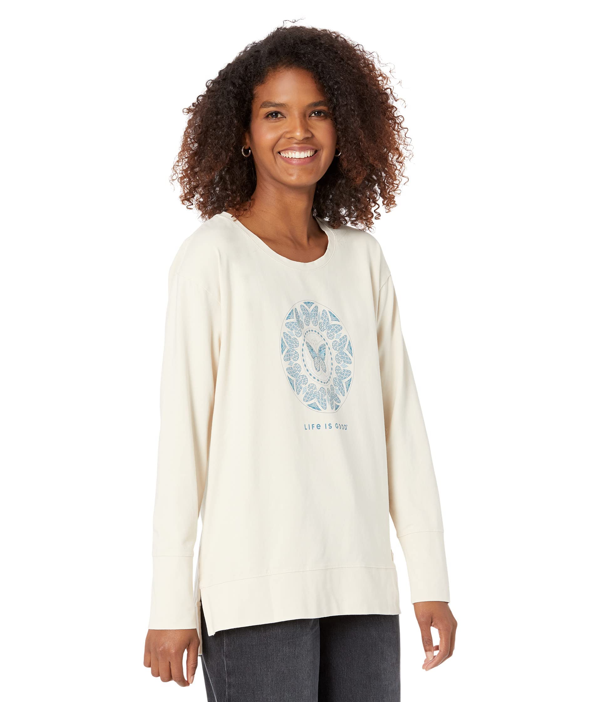 Life is Good LIG Butterfly Coin Crusher-Flex™ Tunic Putty White SM (US 4-6)