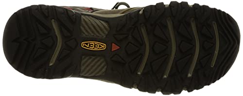 KEEN Men's Ridge Flex Low Height Waterproof Hiking Shoes, Timberwolf/Ketchup, 12 Wide