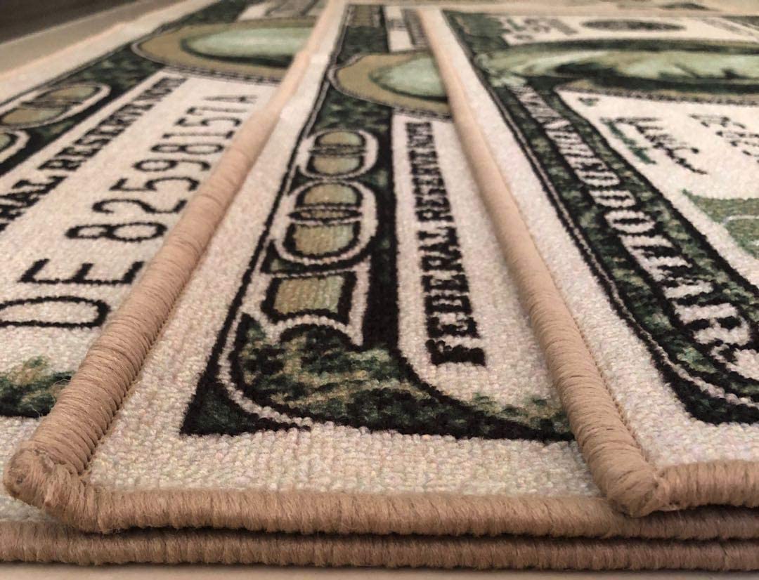 HUAHOO Money Rugs 100 Dollar Bill Runner Area Rug for Living Room Kitchen Rug Laundry Runner Rug Bedroom Bathroom Mat (22" x 53")