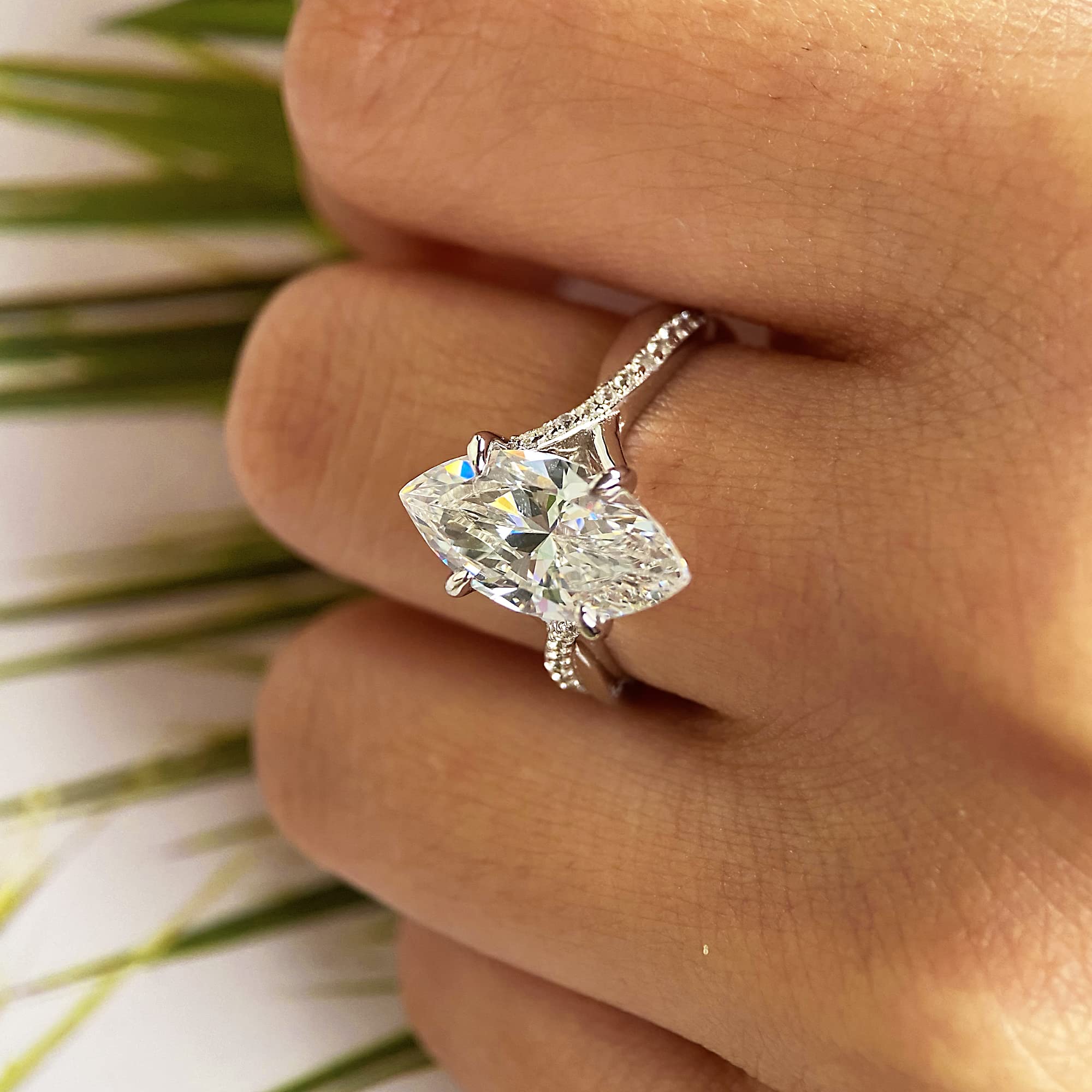 Jolics Marquise Cut 3ct Simulated Diamond Engagement Ring 925 Sterling Silver High Jewelry Women Gift size 5-10 (5.5)