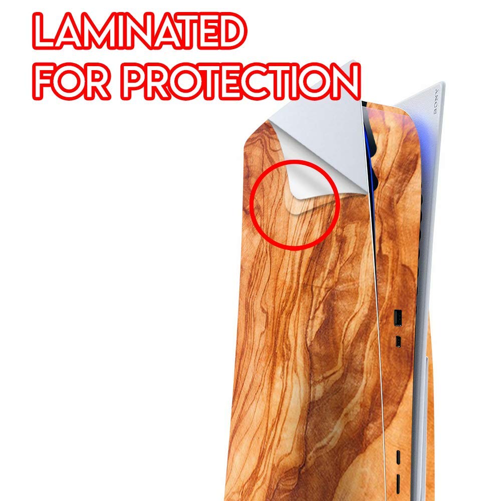 ITS A SKIN Skins Compatible with Sony Playstation 5 Console Disc Edition - Protective Decal Overlay stickers wrap cover - Marble Wood Design Cherry Mahogany