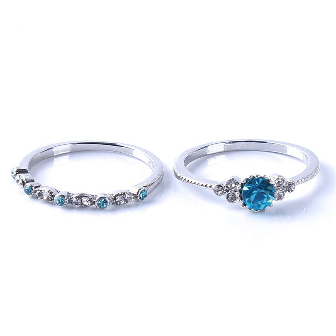 Idiytip Fashion Women's Charm Rings Diamond Shiny Zircon Rings for Birthday Valentine's Day(Light blue Size 9)