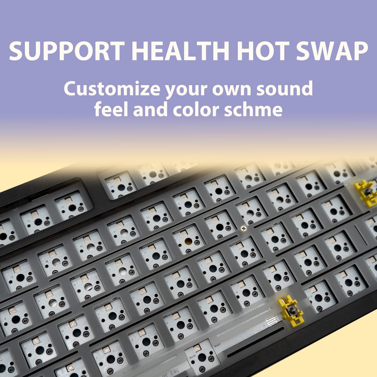 SUEHIODHY KW75 Gaming Keyboard Kit Hot-Swap Mechanical Keyboard 2.4GHz/Bluetooth 5.0/USB-Cwith Knob RGB Backlit(Black)