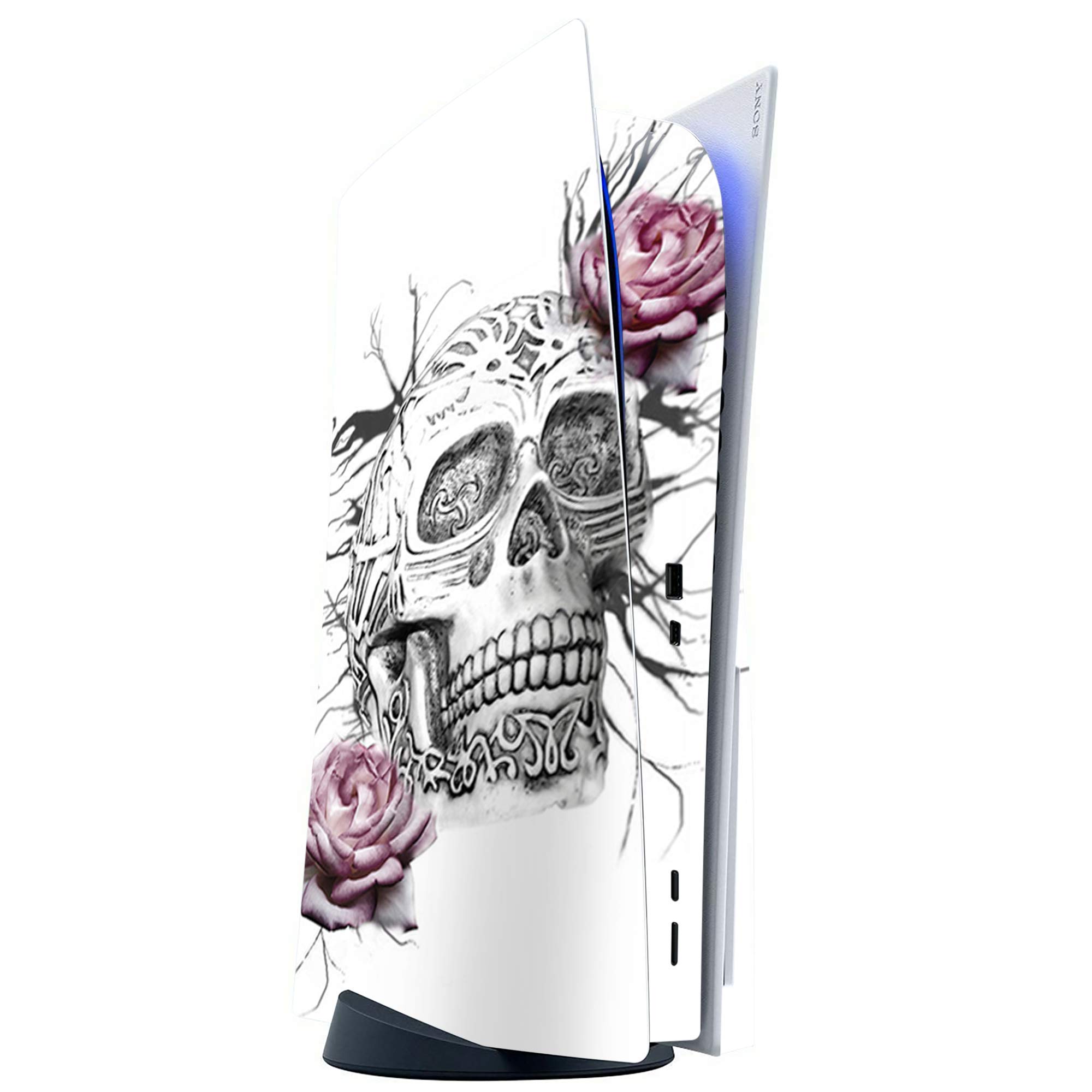 ITS A Skin Skins Compatible with Sony Playstation 5 Console Disc Edition - Protective Decal Overlay Stickers wrap Cover - Roses in Skull