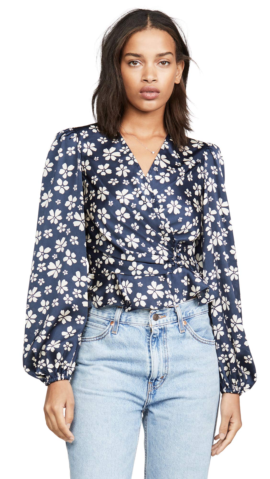 Jill Jill Stuart Women's Wrap Top Marianne Print, Marine, 10