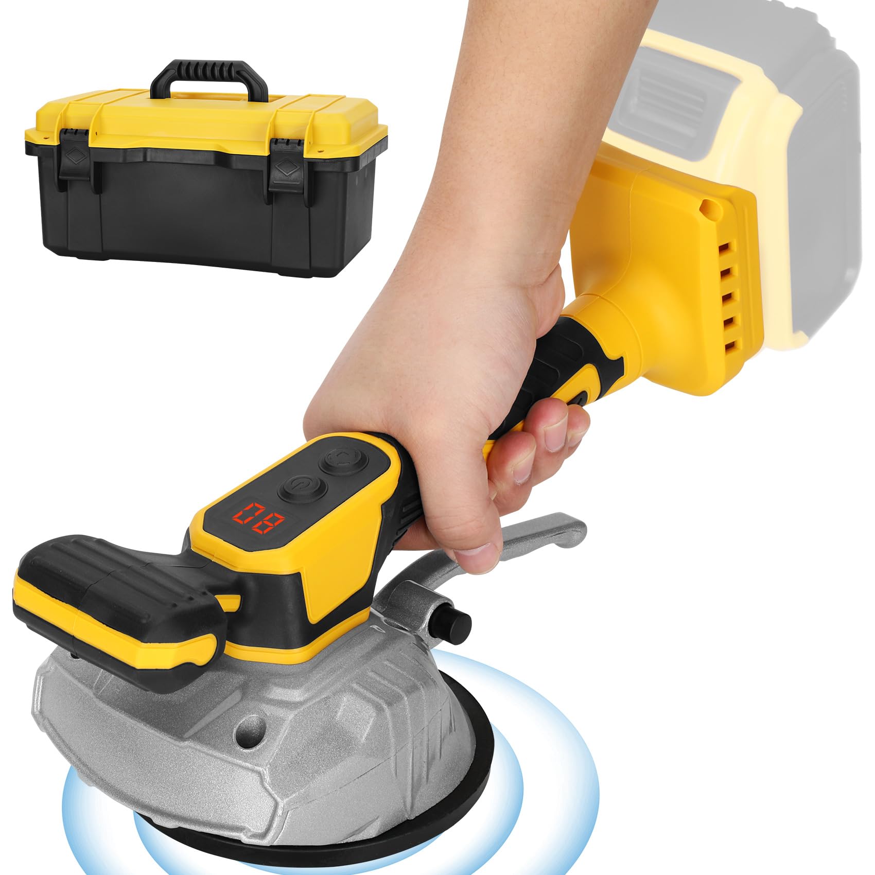Tile Vibration Leveling Machine for Dewalt 20V Max Battery, Cordless Tile Vibration Installation Tool with 8 Adjustable Speed, Digital Display, Powerful Suction Cup and Box (Battery Not Included)