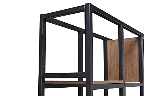 SAtcop Sleek Black Bookshelf Featuring MDF Screen Design and Steel Handles, Size: 35.43''x69.88'' for Home & Office
