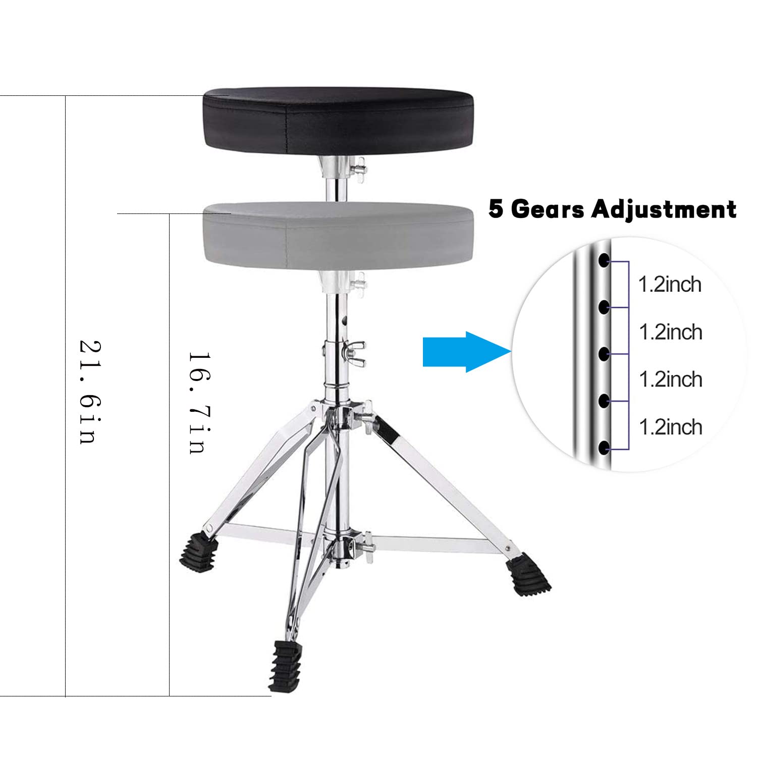 LeSage Drum Thrones for Adults Drumming Stool Drum Chair for Kids Drummer Seat Stool Adjustable Drum Seat Music Metal Stool Drum Seat Black