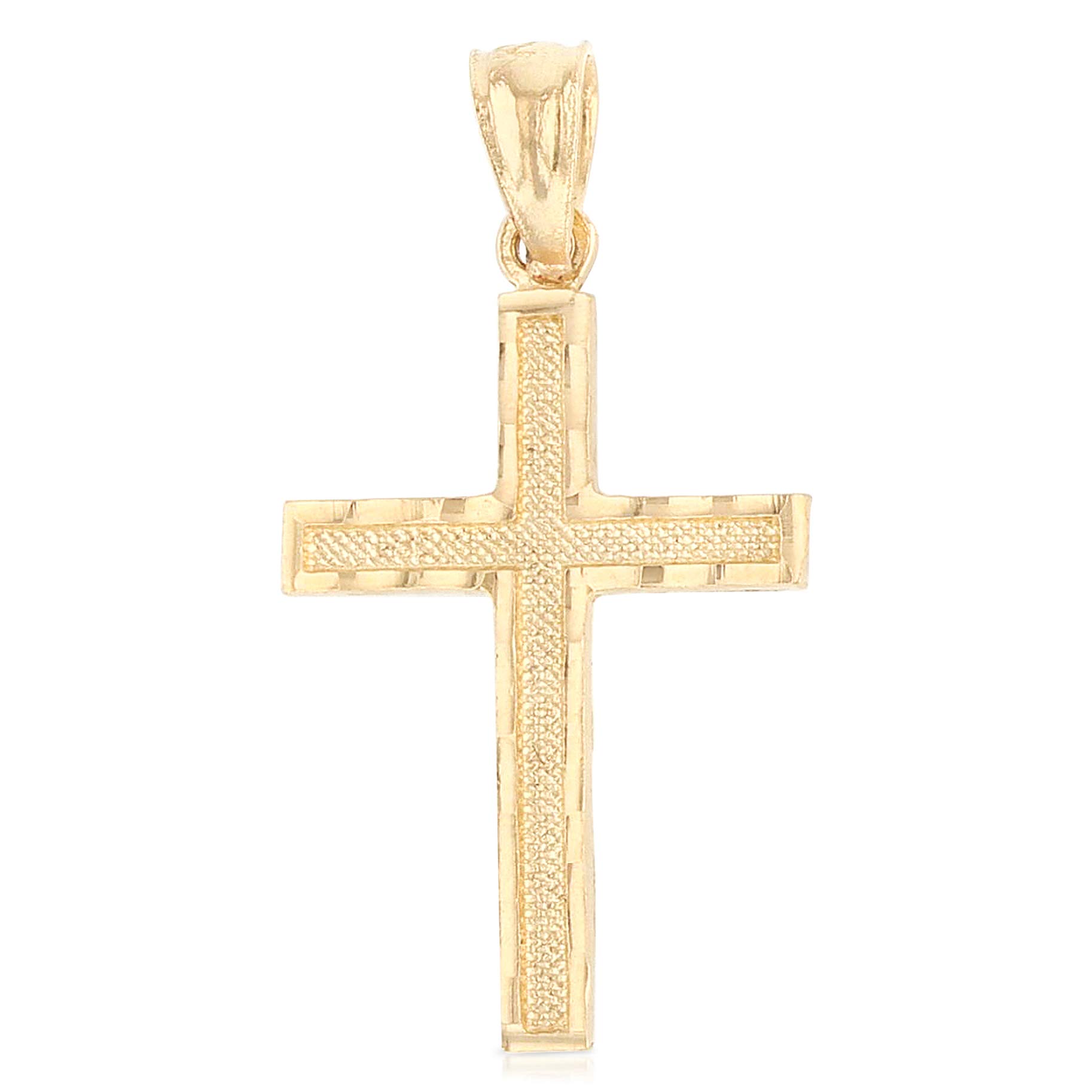 Ioka - 14K Yellow Gold Small Cross Pendant Religious Charm Thin Pendant For Necklace or Chain