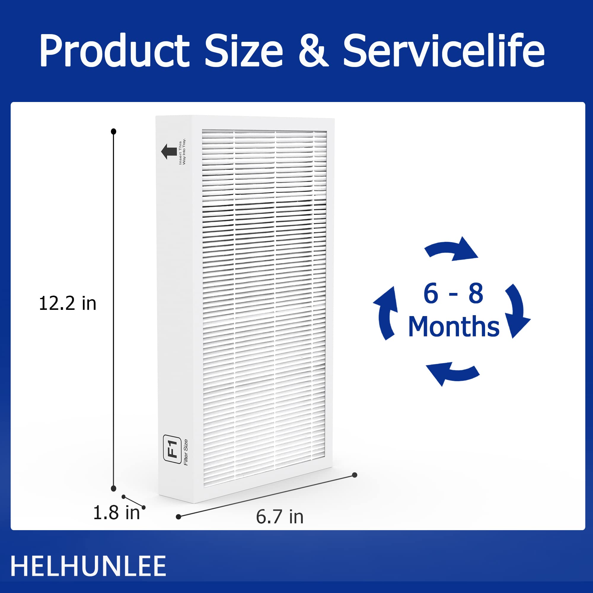 HELHUNLEE F1 4-Pack H13 HEPA Filter Replacement, Fit for 3M Filtrete C01 T02 Air Purifier, 4 Pack