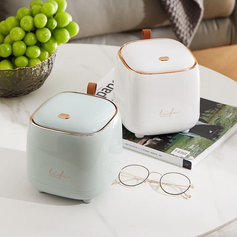 Yuzita Plastic Trash can Creative Mini Desktop Trash can, with lid Small Home Office Cleaning Trash Button Desktop Storage bin, with 50 Trash Bags