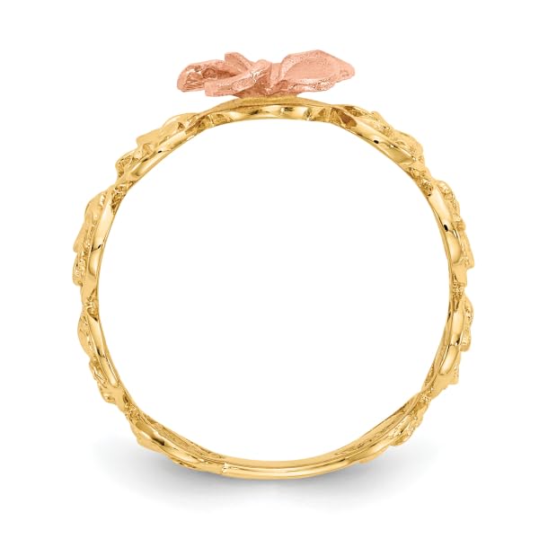 IceCarats 14K Yellow Rose Gold Hawaiian Plumeria Flower Ring Size 7