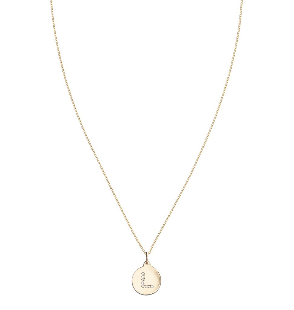 Helen Ficalora "L Alphabet Charm Pave Diamonds Yellow Gold