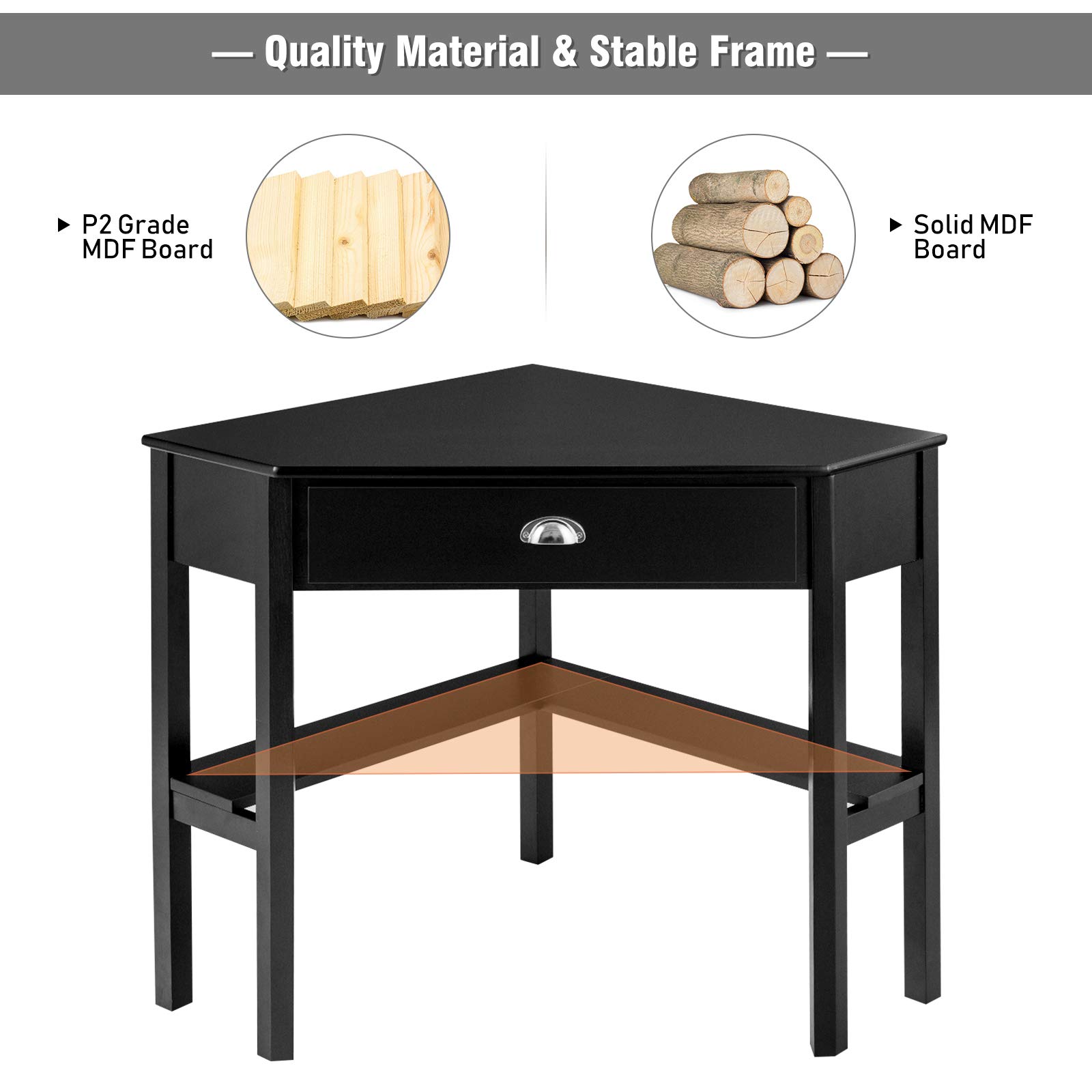HOMGX Writing and Study Corner Computer Desk, Black