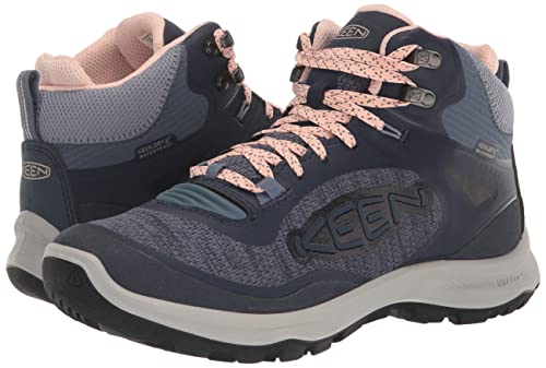 KEEN Women's Terradora Flex Mid Height Waterproof Hiking Boots, Vintage Indigo/Peachy, 6.5
