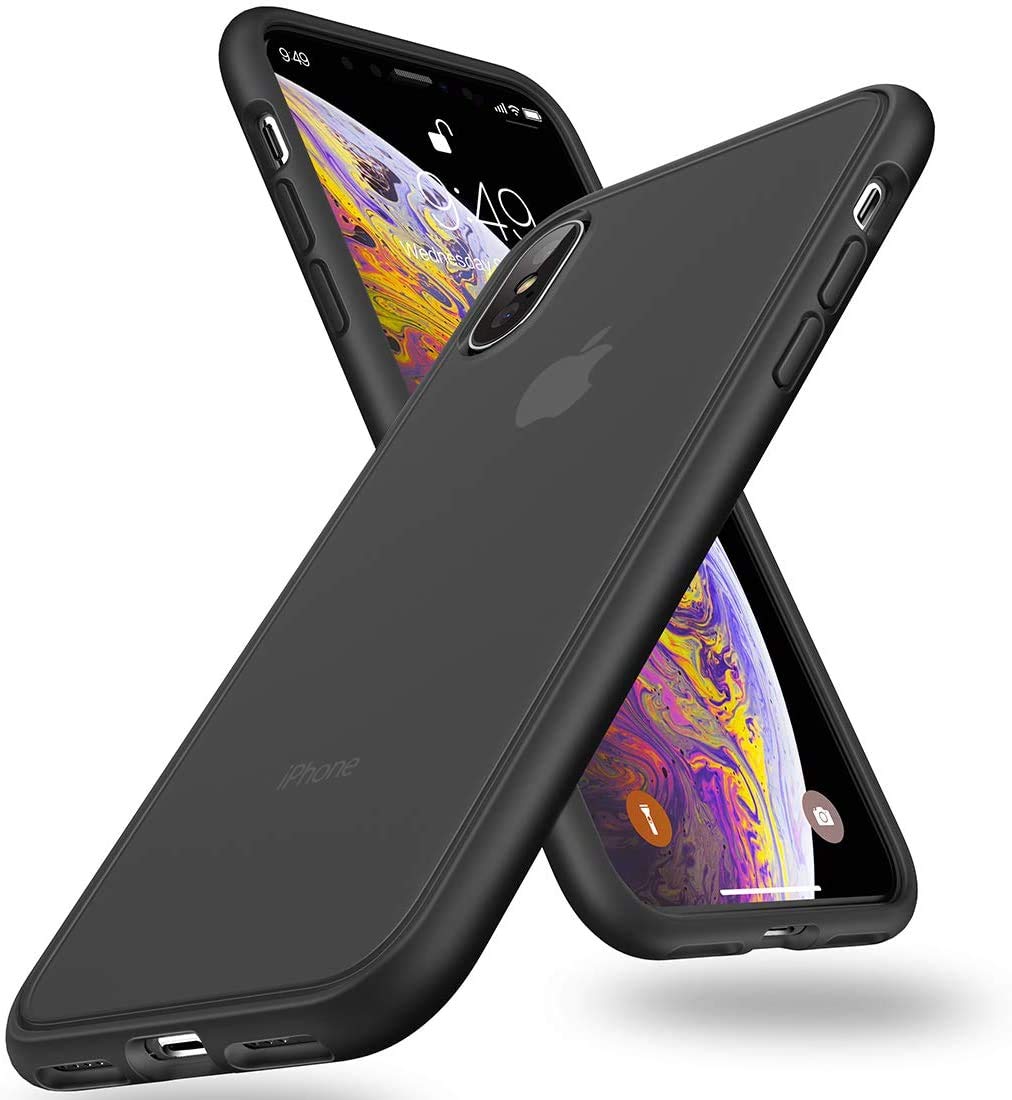 Humixx Shockproof Series for iPhone Xs Max Case Cover [ Military Grade Drop Tested ] [Upgraded Nano Materials] Translucent Matte Case with Soft Edges, Slim Fit and Anti-Drop Protection Case - Black